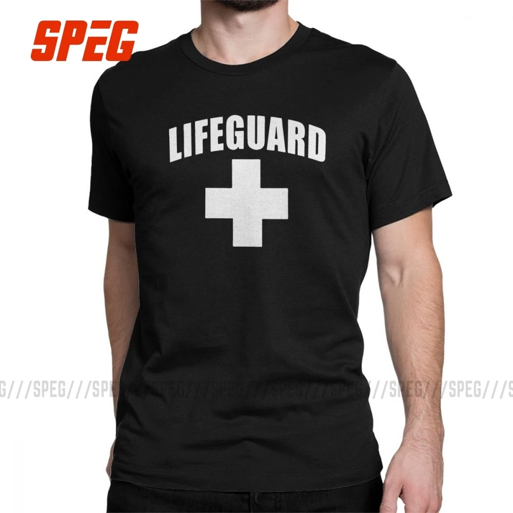 Lifeguard T Shirts Men's 100% Cotton Novelty T Shirts Crewneck Red ...