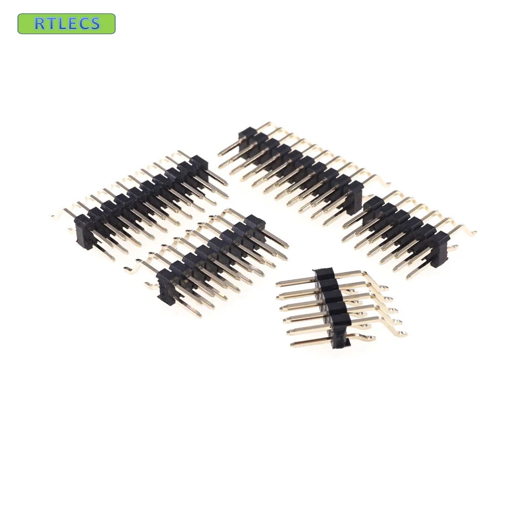 100pcs 0.10" 2.54 mm PCB Pin Header Male Dual Row Right Angle 90 Deg ...
