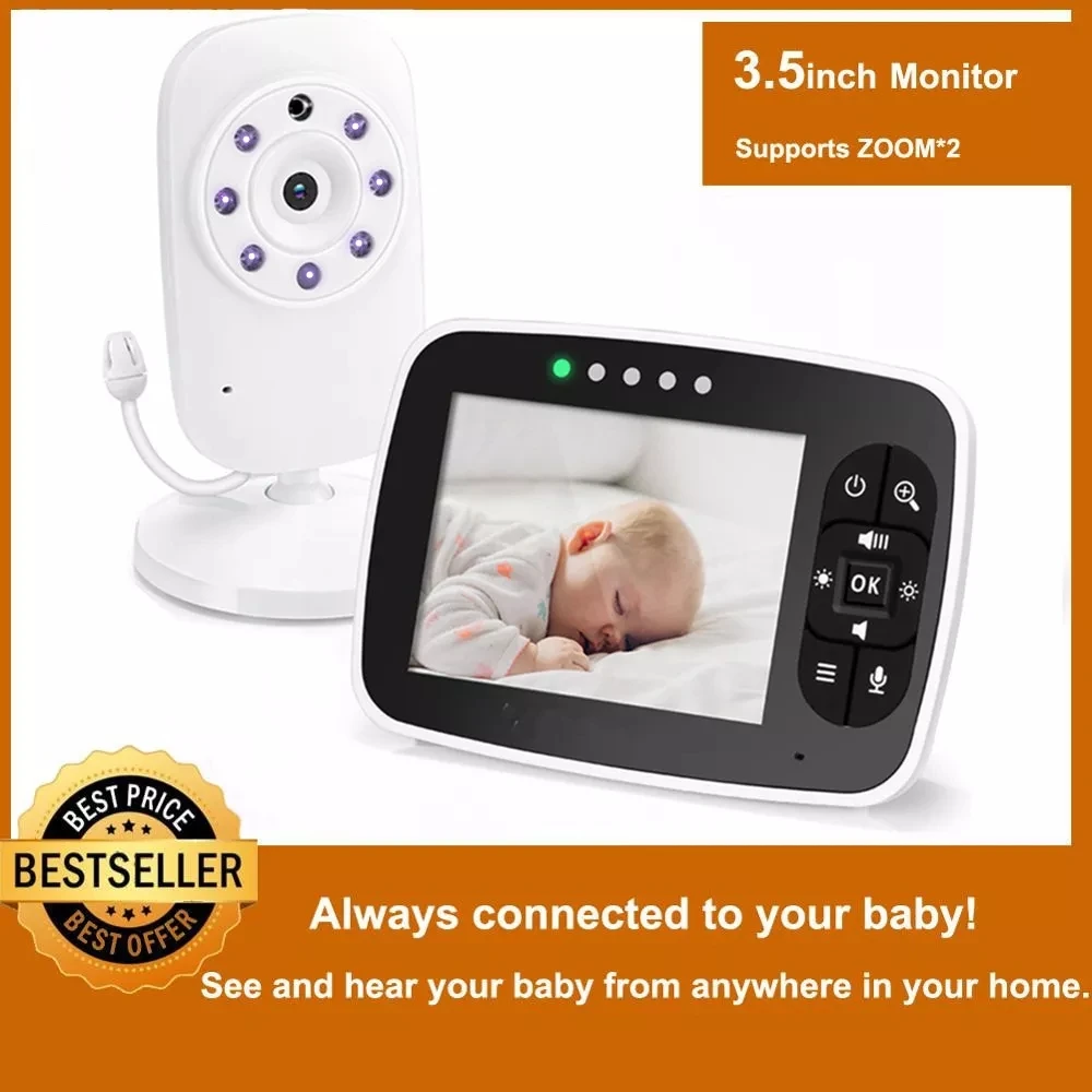 Wireless Baby Monitor,3.5 Inch Lcd Screen Display Infant Night Vision ...