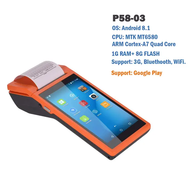 Loyverse POS Terminal PDA Android Handheld restaurant shop cash registers wireless bill machine ...