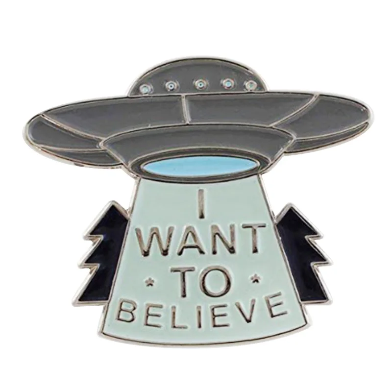 I Want To Believe Ufo Badge Pin Space Ship Brooch Alien Outer Planet ...