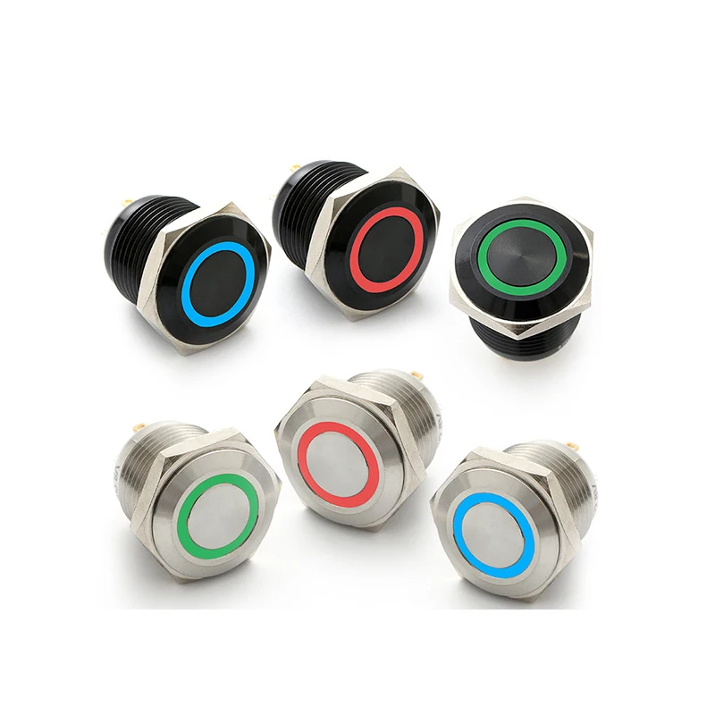 Elewind 16mm 3 Led Color Ring Illuminated Push Button Switch(pm161f-10e ...