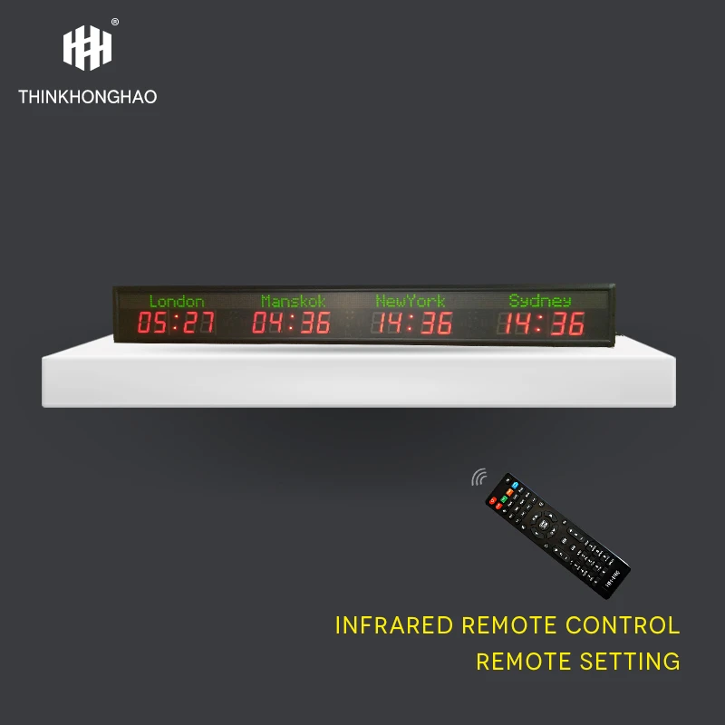 Multiple Time Zone Clock/led World Time Clock 4 Cities World Time Clock ...