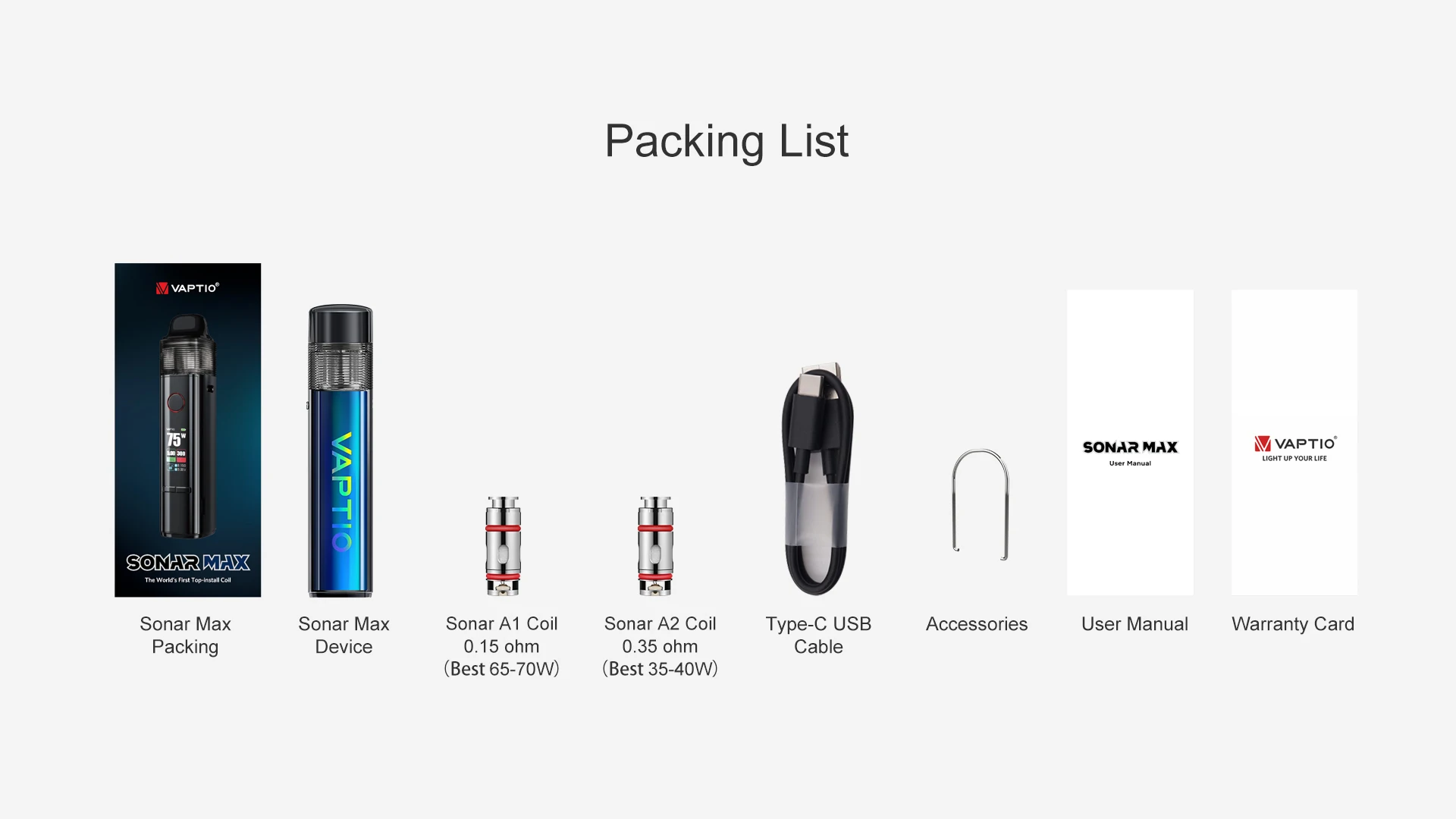 Vaptio Sonar Max Vape Pod Kit 75W 4.5ml Vape Pen External 18650 Battery ...