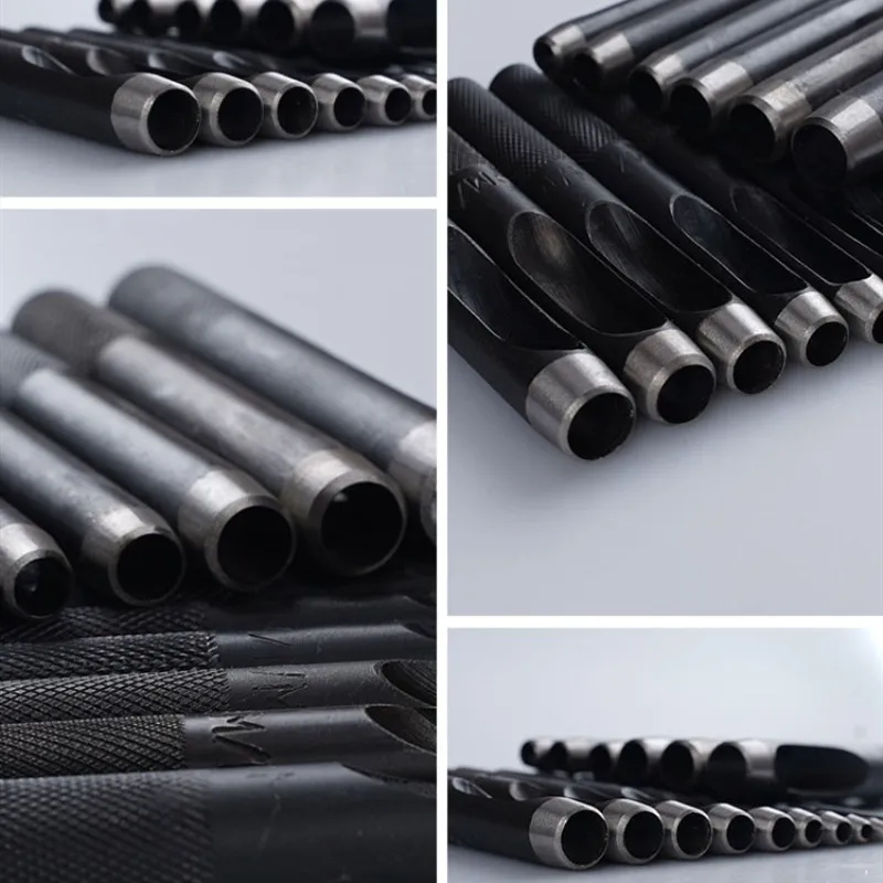 POINCON,F3902--Kit poinçon rond, poinçon creux en acier ciseau en cuir ...