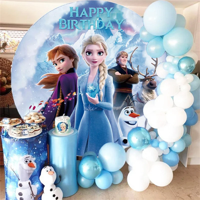 Frozen-Elsa-Birthday-Party-Decor-Customize-Name-Round-Backdrop-Baby ...