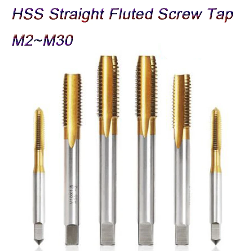 Metric Machine Screw Tap Hss Ti-coated Hand Spiral Point 4 Straight ...