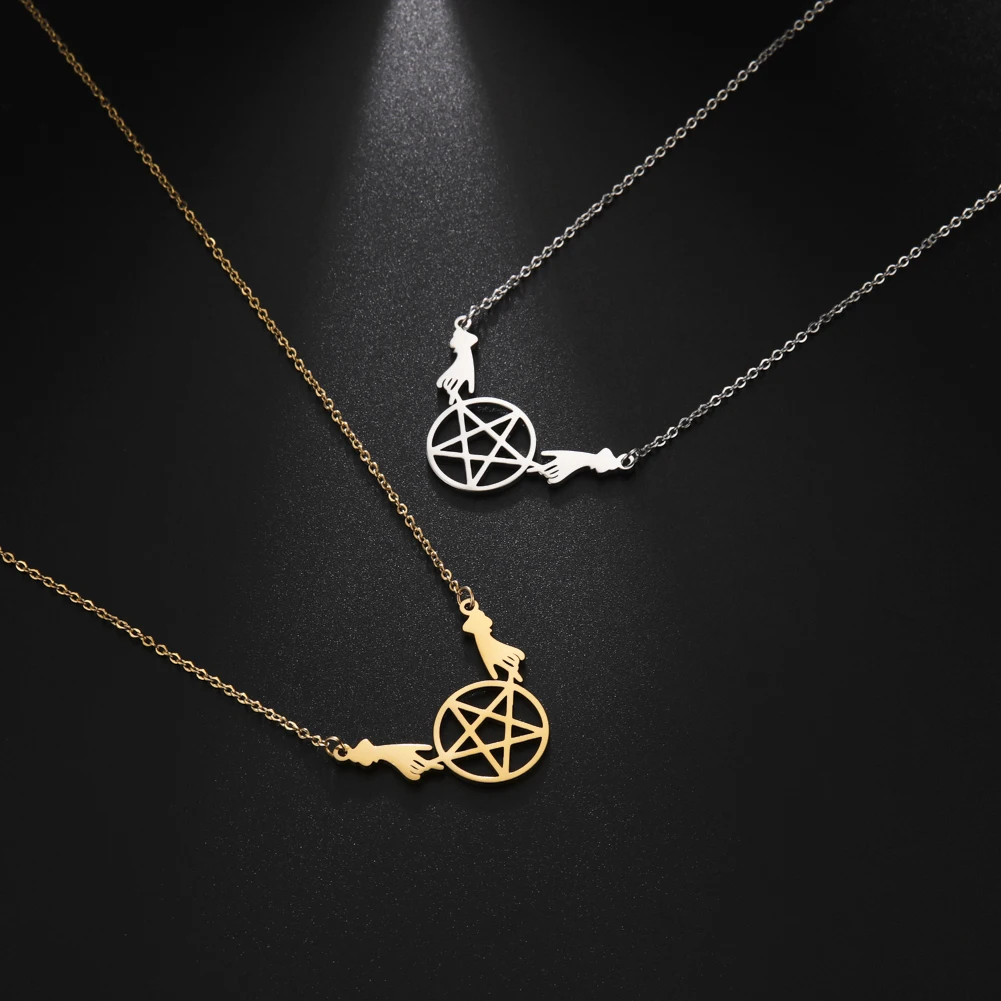 Cazador Magic Astrolabe Pendant Necklace Hands Pentagram Stainless ...