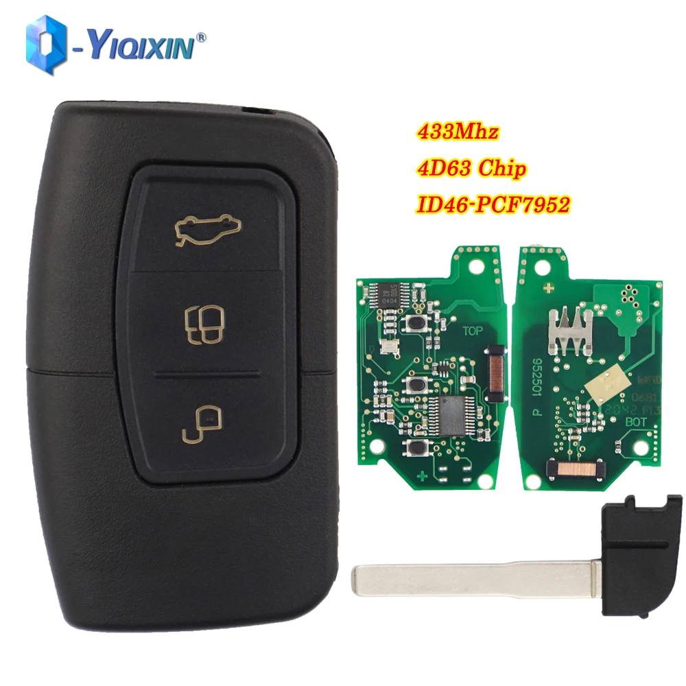 Yiqixin 3bt Flip Folding Remote Smart Car Key For Ford Fusion Focus ...