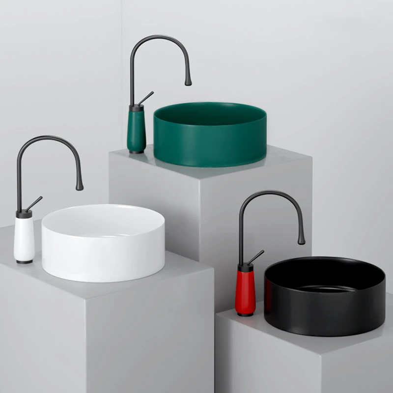 Nordic-Dark-Green-Above-Counter-Basin-Round-Wash-Basin-Matte-Black ...