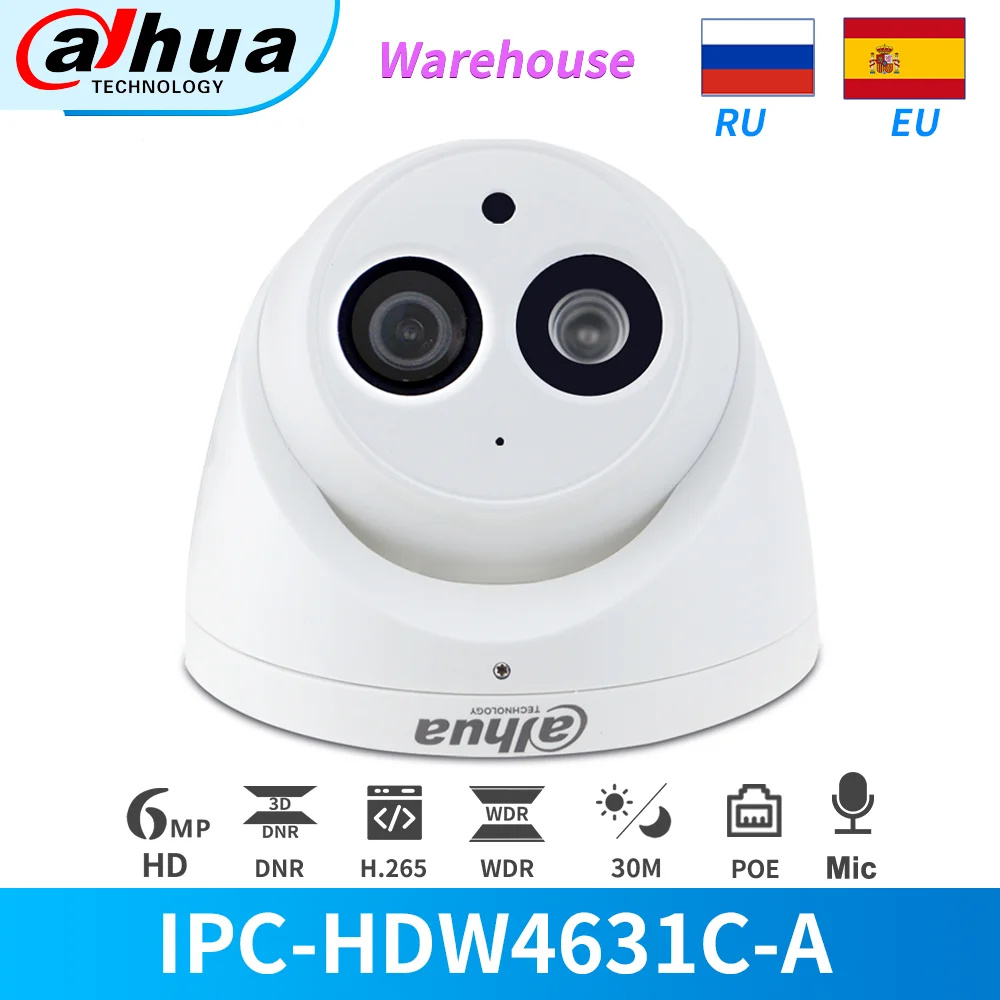 Dahua Ip Camera 6mp Poe Ir Dome Ipc-hdw4631c-a Night Vision Built-in ...