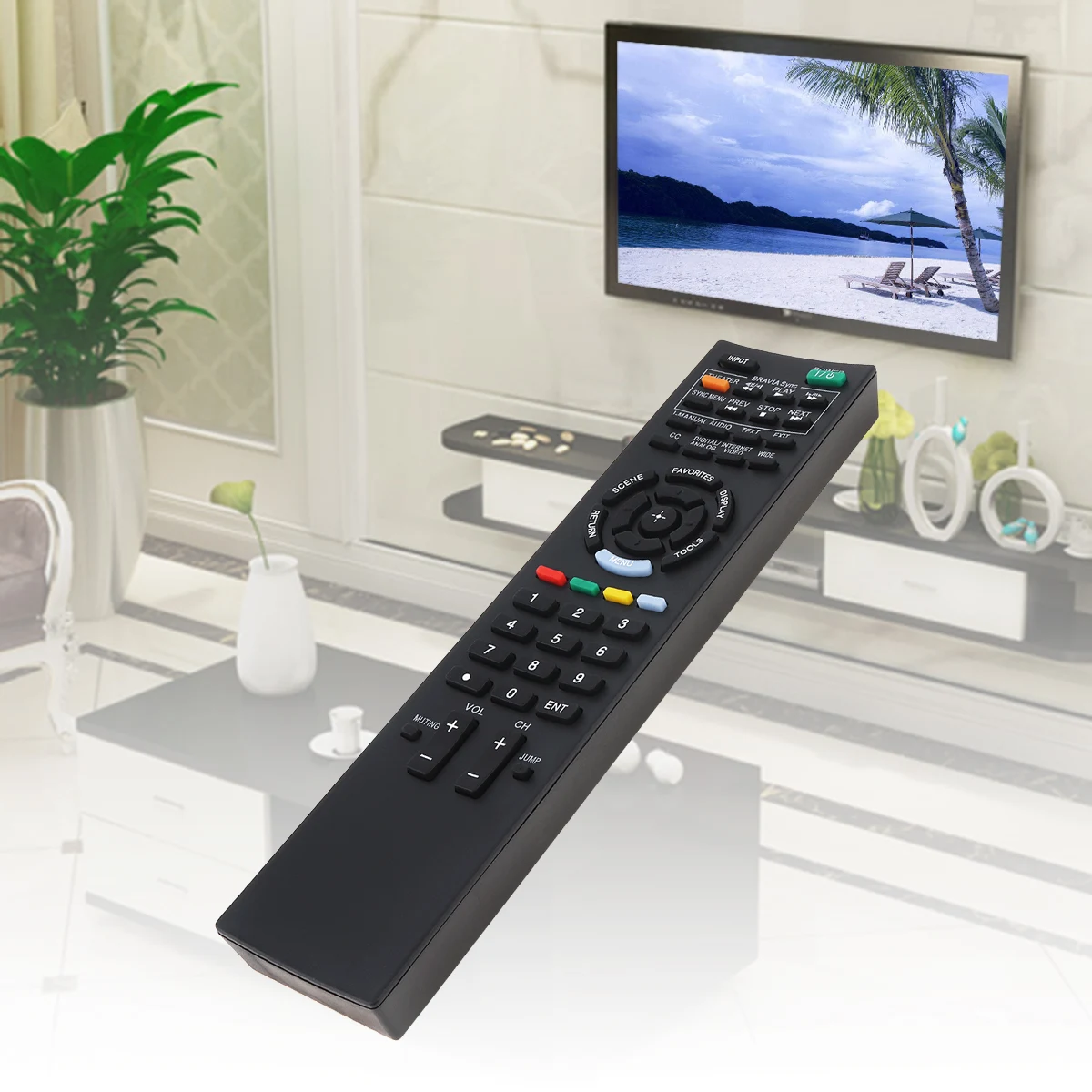 Universal Black ABS 433MHz Replacement IR TV Remote Control with 10M ...