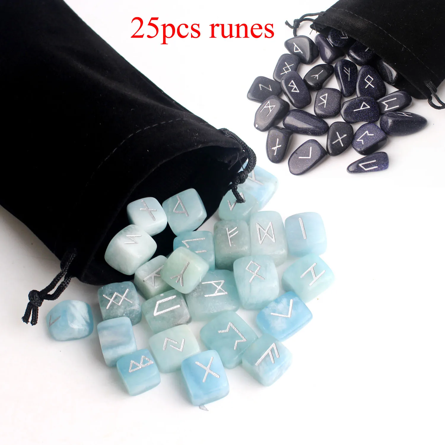25pcs Freedom Natural Jade Crystal Runes Stones Silver Symbol ...