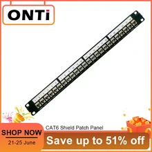 ONTi 24 Port 1U CAT6 RJ45 Shielded Through Coupler Patch Panel Keystone ...