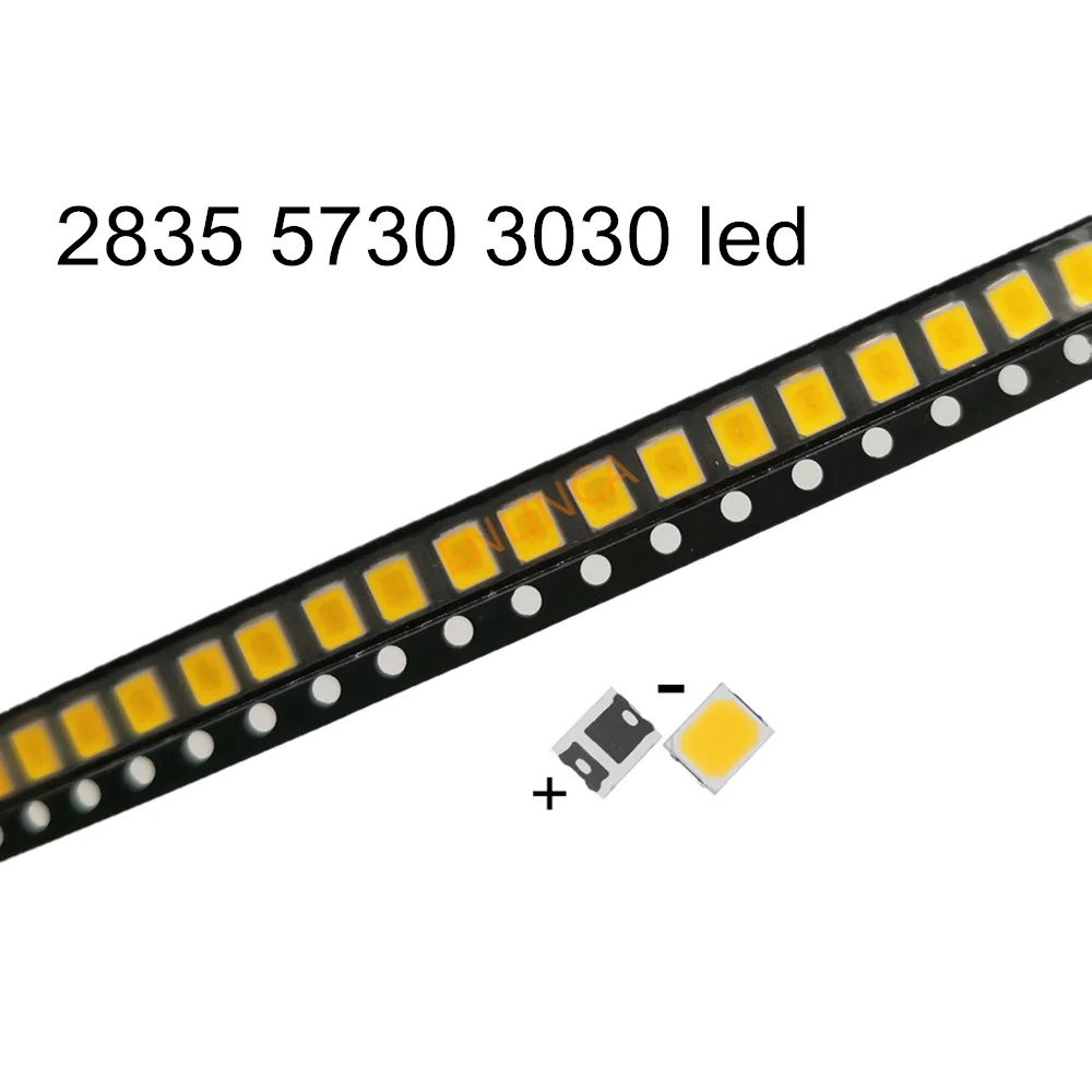 100Pieces High Brightness SMD LED 2835 1W 135LM White 3V 6V 9V 18V 36V ...