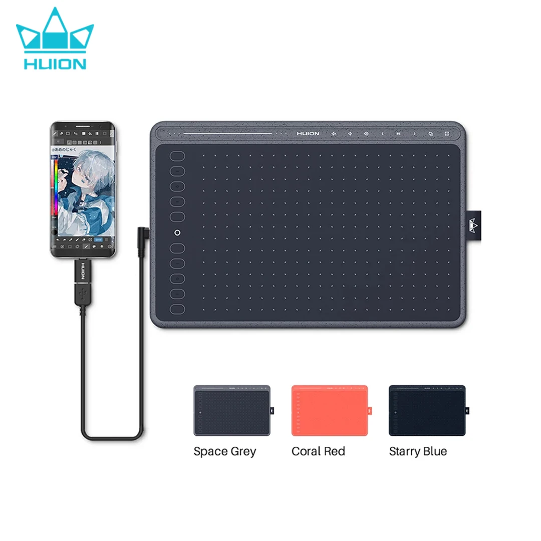 HUION HS611 드로잉 태블릿 배터리없는 그래픽 태블릿 3 색 틸트 지원, 터치 바 및 익스프레스 키|디지털 태블릿 ...