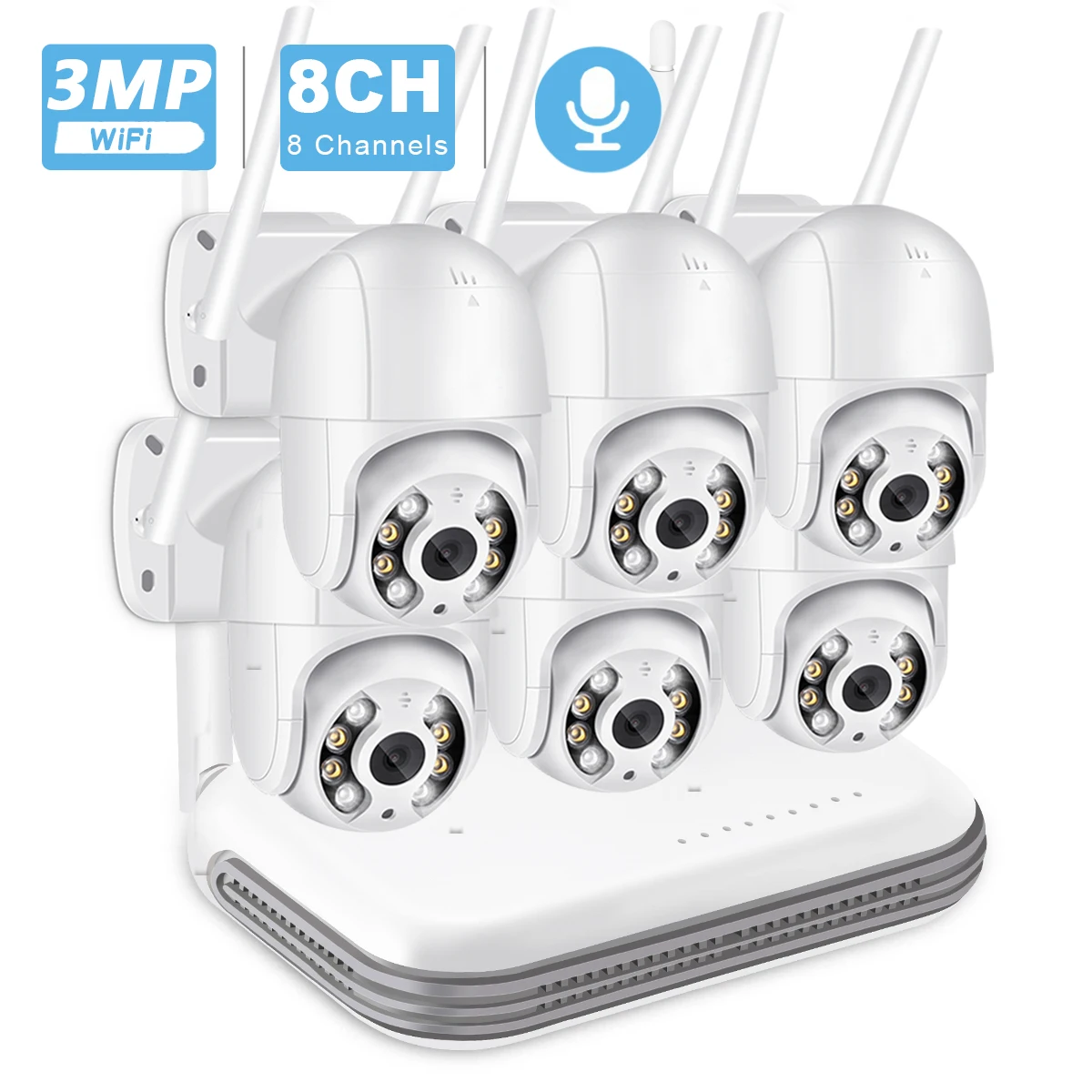 3mp Hd Audio Ptz Wifi Ip Camera 8ch Mini Nvr Wireless Cctv Security Kit ...