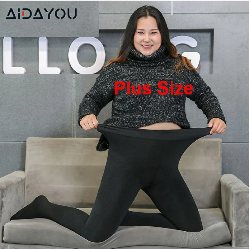 Womens Thick Winter Tights Solid Plus Size Warm Fleece Good Stretchy ...