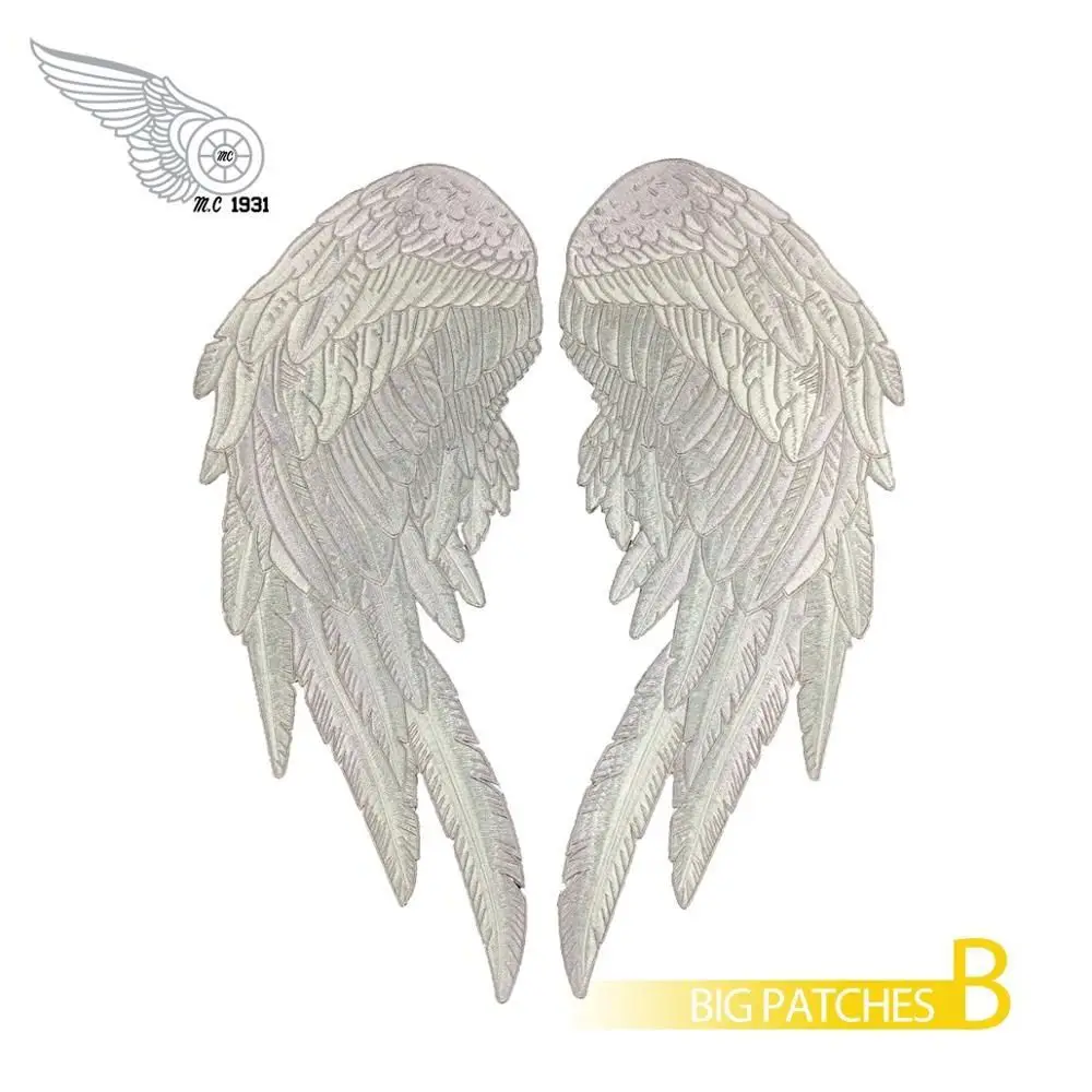 Biker Patches Jacket Wings | Embroidery Patch Big Wings | Patch Angel ...