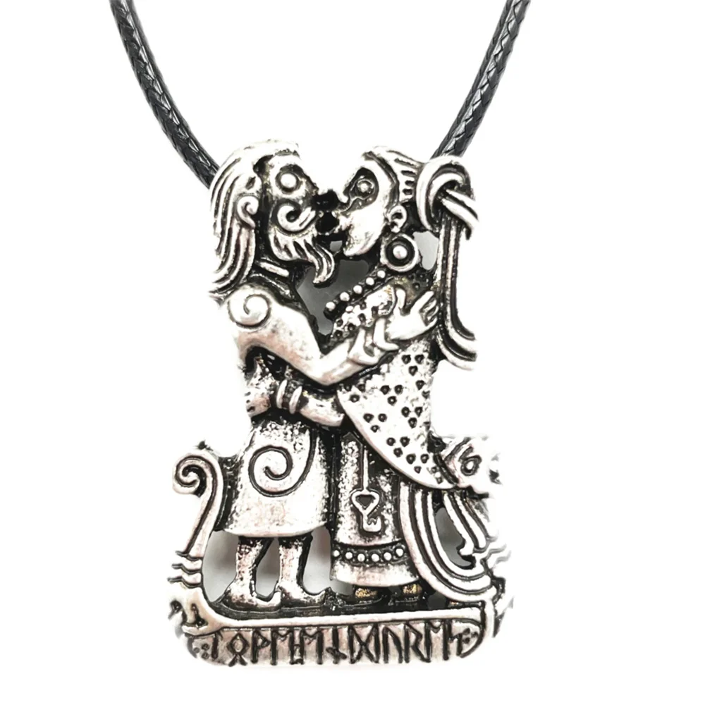 Couple Lovers On Viking Runes Ship Amulet Talisman Pendant Necklace For ...