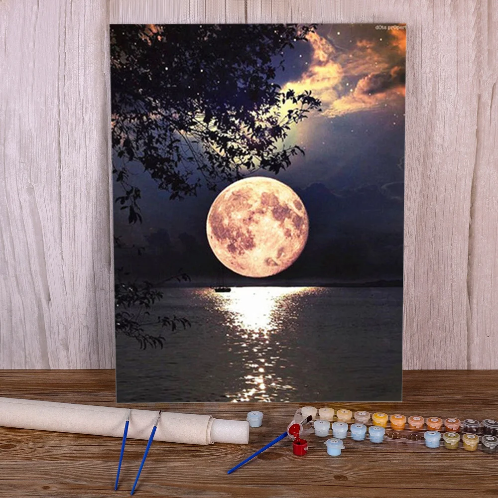 Landscape Moon Paint By Numbers Complete Kit Acrylic Paints 40*50 ...