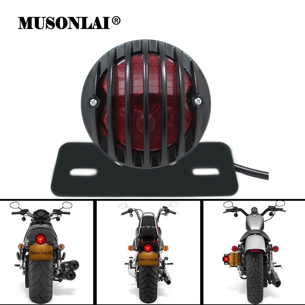 12v Retro Motorcycle Tail Light Rear Lamp Brake Stop Running Light ...