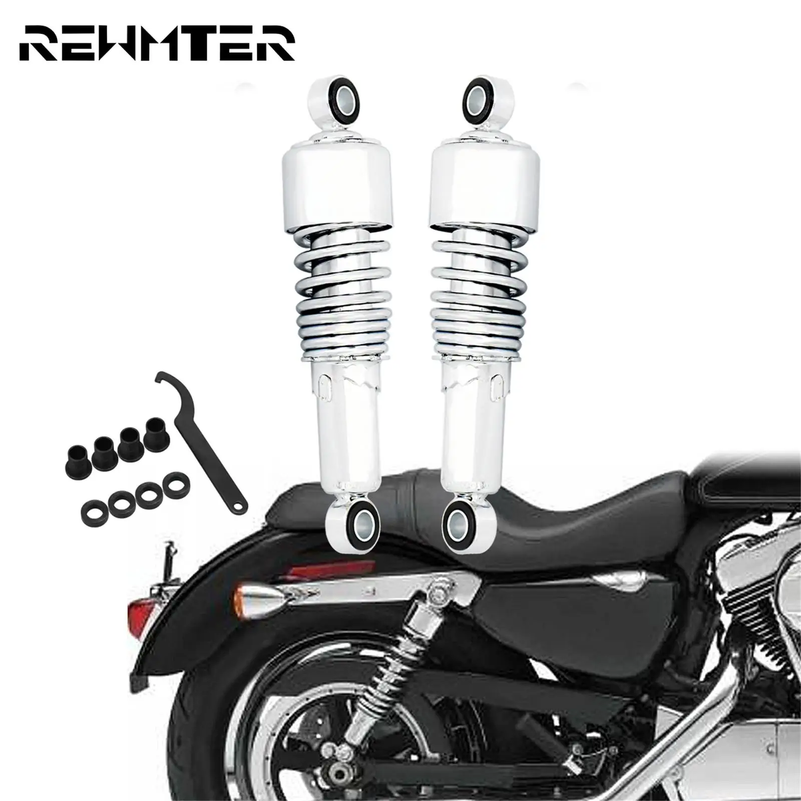 Black 13" Rear Suspension Shocks For 1983-2023 Harley Davidson