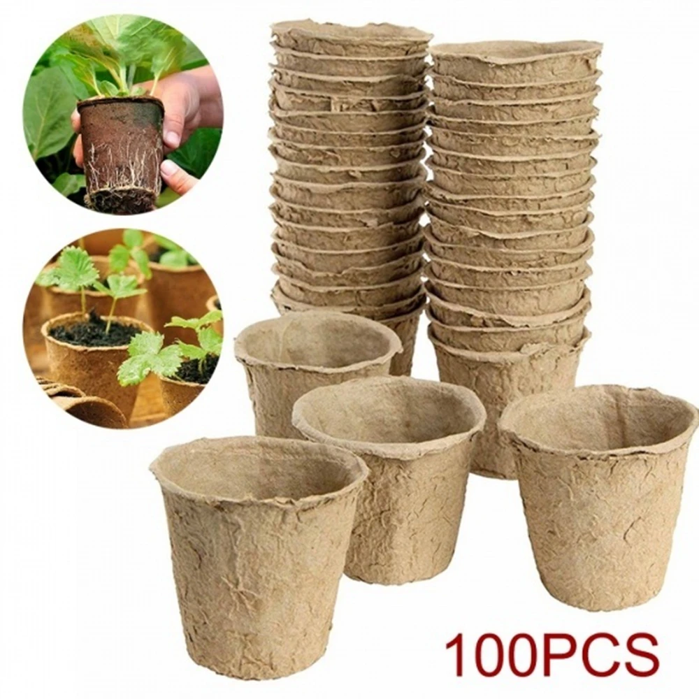 100Pcs-Nursery-Pots-Biodegradable-Paper-Pulp-Peat-Pot-Plant-Nursery-Cup ...