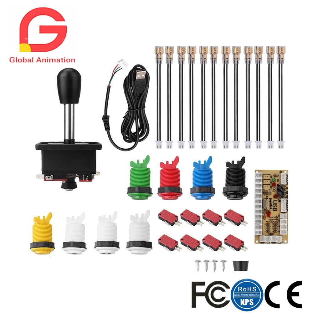 MoPei Arcade Game USB Encoder DIY HAPP Joystick and Push Button Kit ...