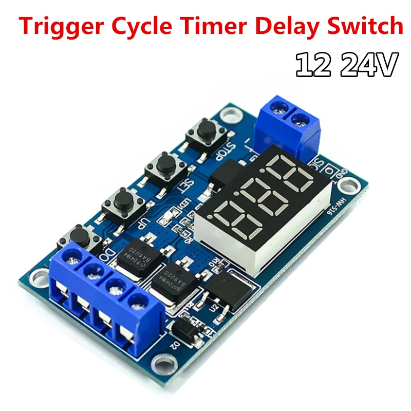 DC 12V 24V Dual MOS LED Digital Time Delay Relay Trigger Cycle Timer Delay Switch Circuit Board ...