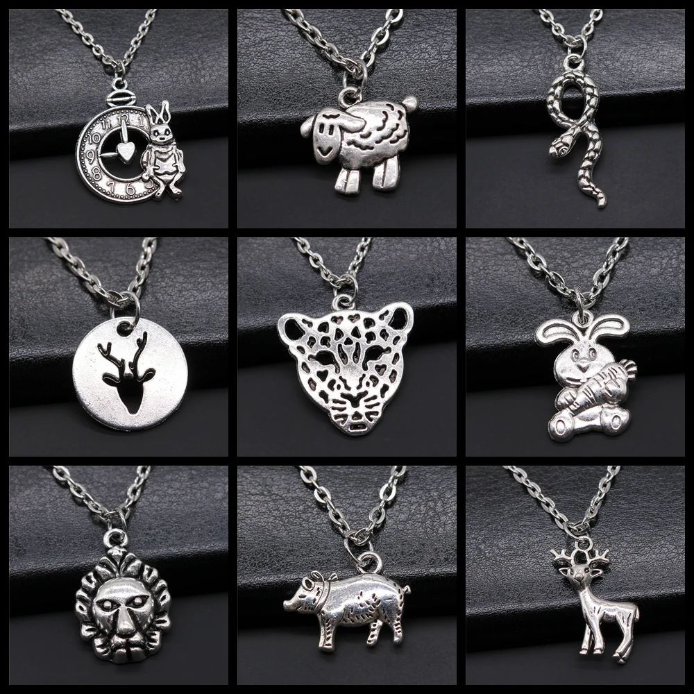 Animal Pendant Necklace Fashion Antique Silver Color Simple Zinc Alloy ...