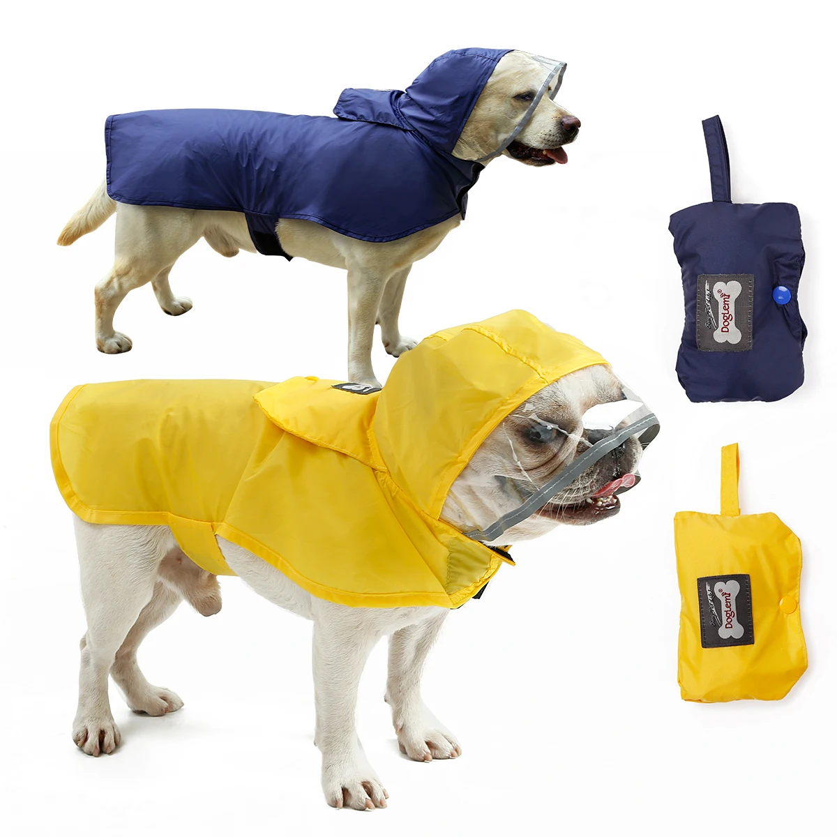 Doglemi Super Lightweight Dog Hooded Raincoat Jacket Waterproof Pet Cat ...