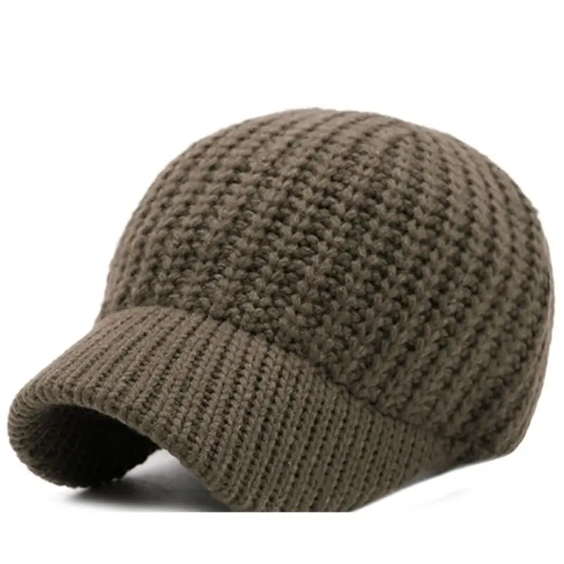 Unisex-Autumn-Chunky-Knit-Baseball-Cap-Handmade-Crochet-Beanie-Hat-with ...