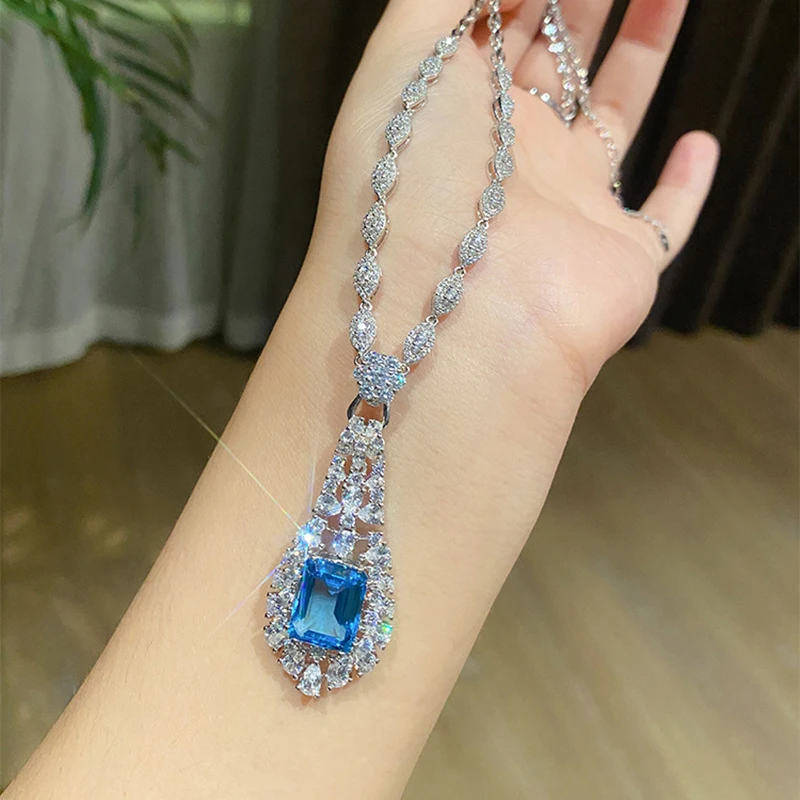 Collar de Color plateado con dijes de lujo para mujer, colgante de ...