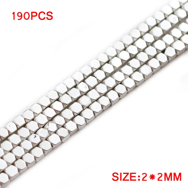 JHNBY Matte Faceted Square 2mm Hematite Beads Natural Stone Spacer ...