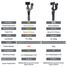 S5B / F6 3 Axis Gimbal Handheld Stabilizer Cellphone Action Camera ...