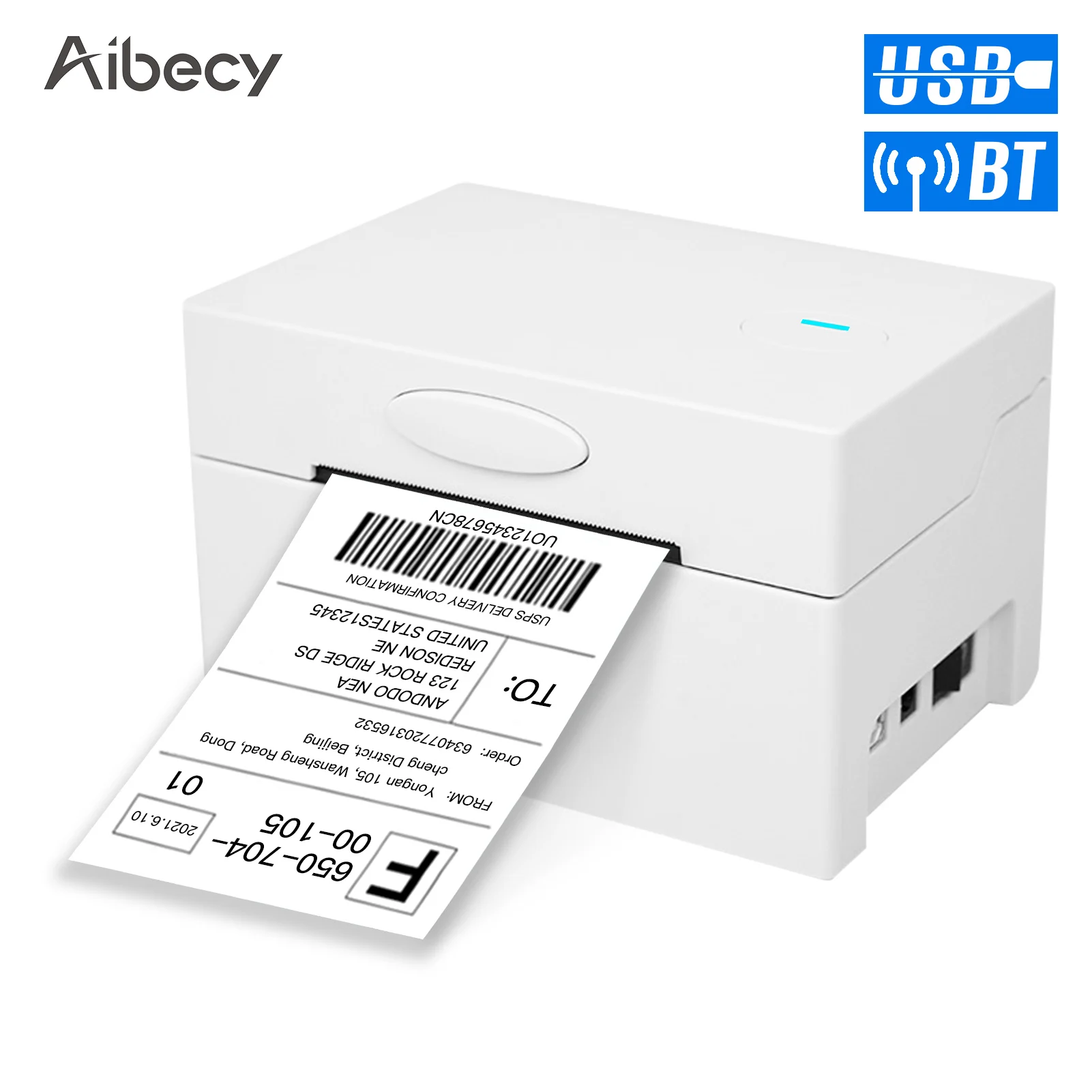 Aibecy Desktop Thermal Label Printer Portable 3 Inch All In One Barcode ...