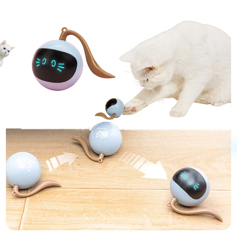 Pet Smart Interactive Cat Toy Colorful Led Self Rotating Ball Toys Usb ...