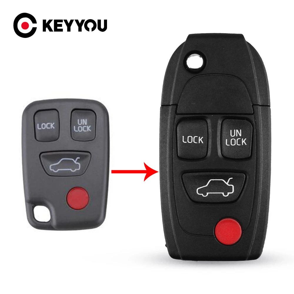 KEYYOU For Volvo 3+1 Buttons Key Auto Case Cover Remote Modified Car ...