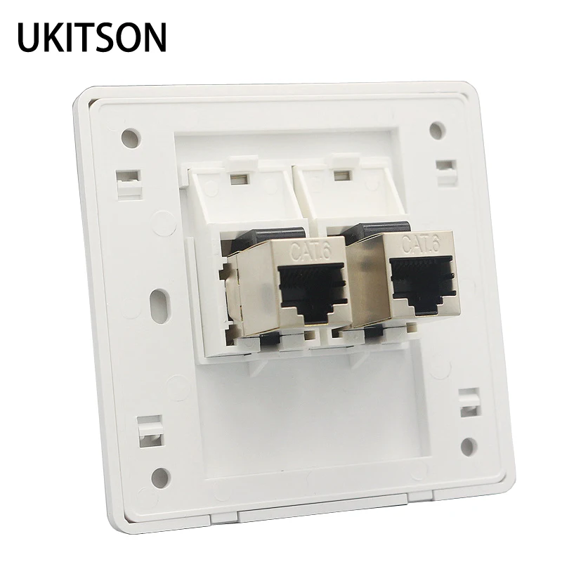 Conector LAN CAT 6 RJ45 Panel De Pared Placa Frontal Con 2 Puertos conector-lan-cat-6-rj45-panel-de-pared-placa-frontal-con-2-puertos