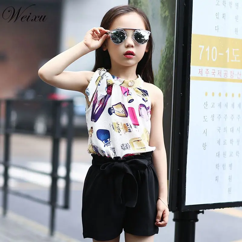 Children s Clothing Set Summer Girl Chiffon Sleeveless Top Bow Shorts Children s Clothing Set Summer Girl Chiffon Sleeveless Top Bow Shorts
