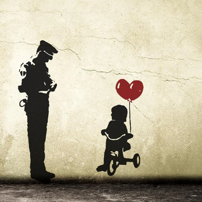 Banksy Police Guard Balloon Girl Wall Sticker Graffiti Urban Tricycle ...