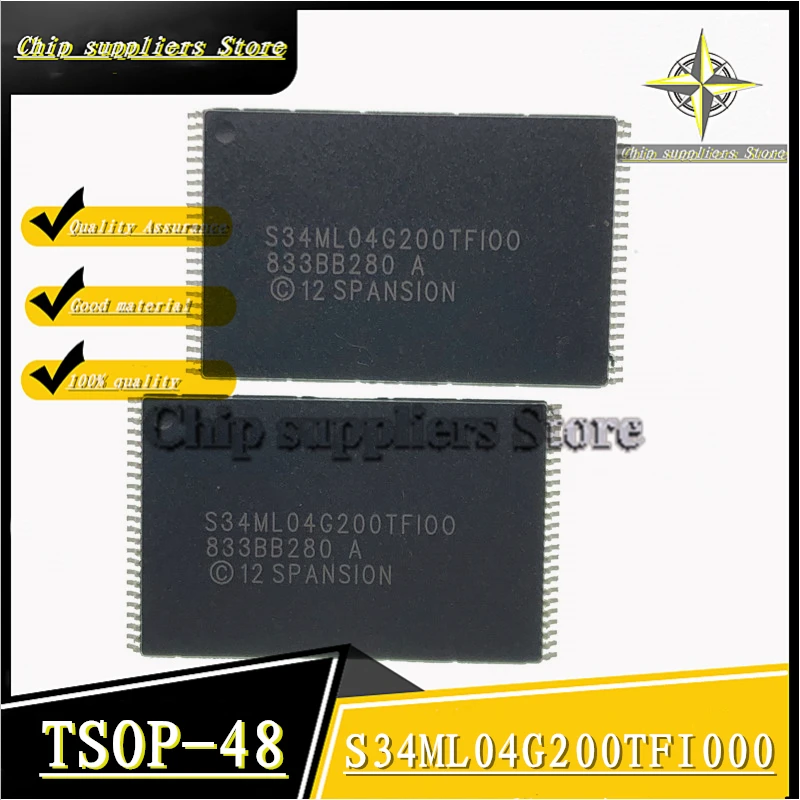 2pcs-10pcs// S34ml04g200tfi000 Tsop-48 S34ml04g200tfi00 Flash Memory Ic ...