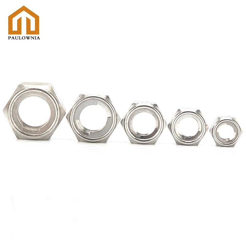 304 Stainless Steel Hex Lock Nut Self locking Locknut Hexagon Head Locking Nut M3 M4 M5 M6 M8 ...