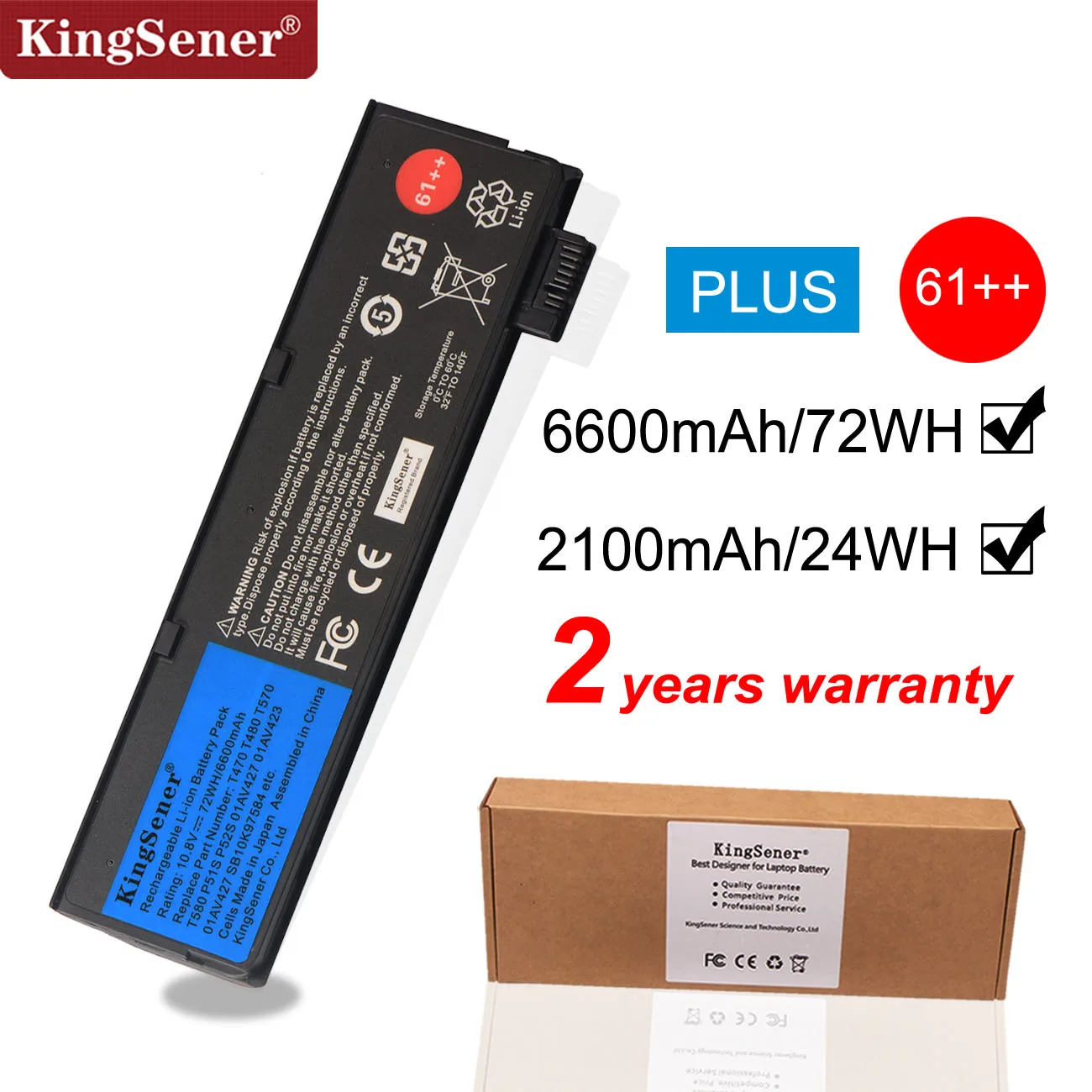 KingSener 10.8V 6600mAh Laptop Battery for Lenovo ThinkPad T470 T480 ...