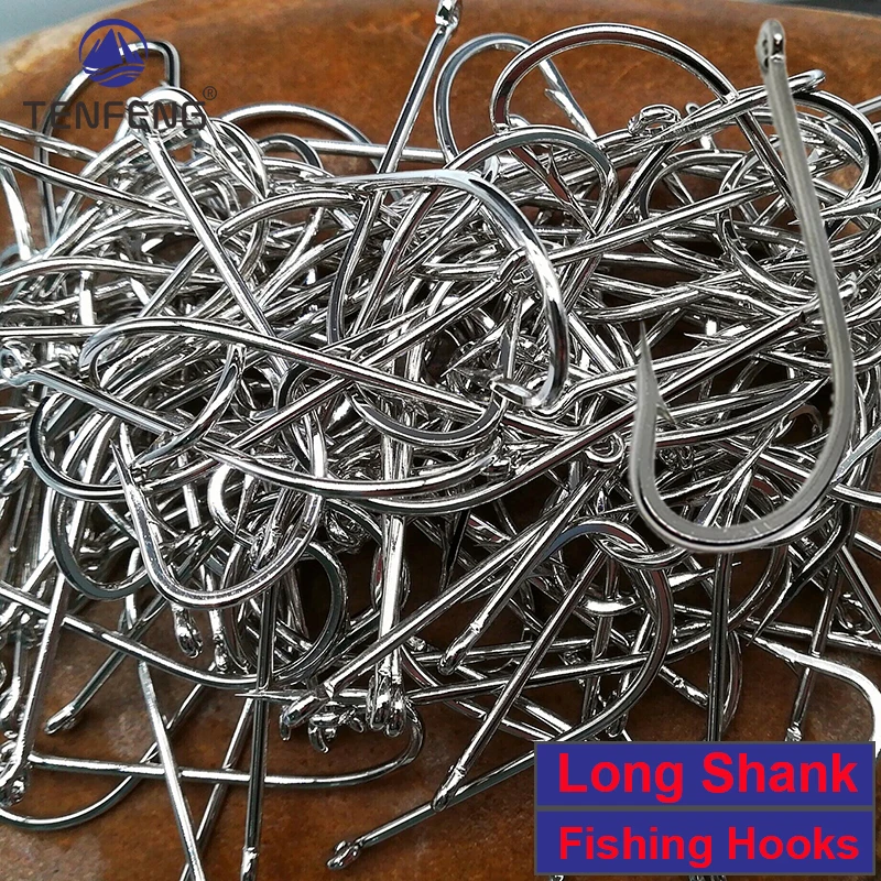 1000-6000pcs/lot Wholesale Bulk Fishhook Long Handle Eyed Hole Barbed ...