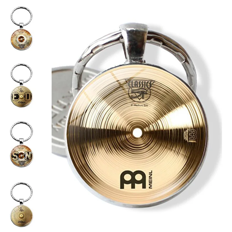 Drummer Cymbals Keychain Pendant Dj Vinyl Record Photo Glass Jewelry ...