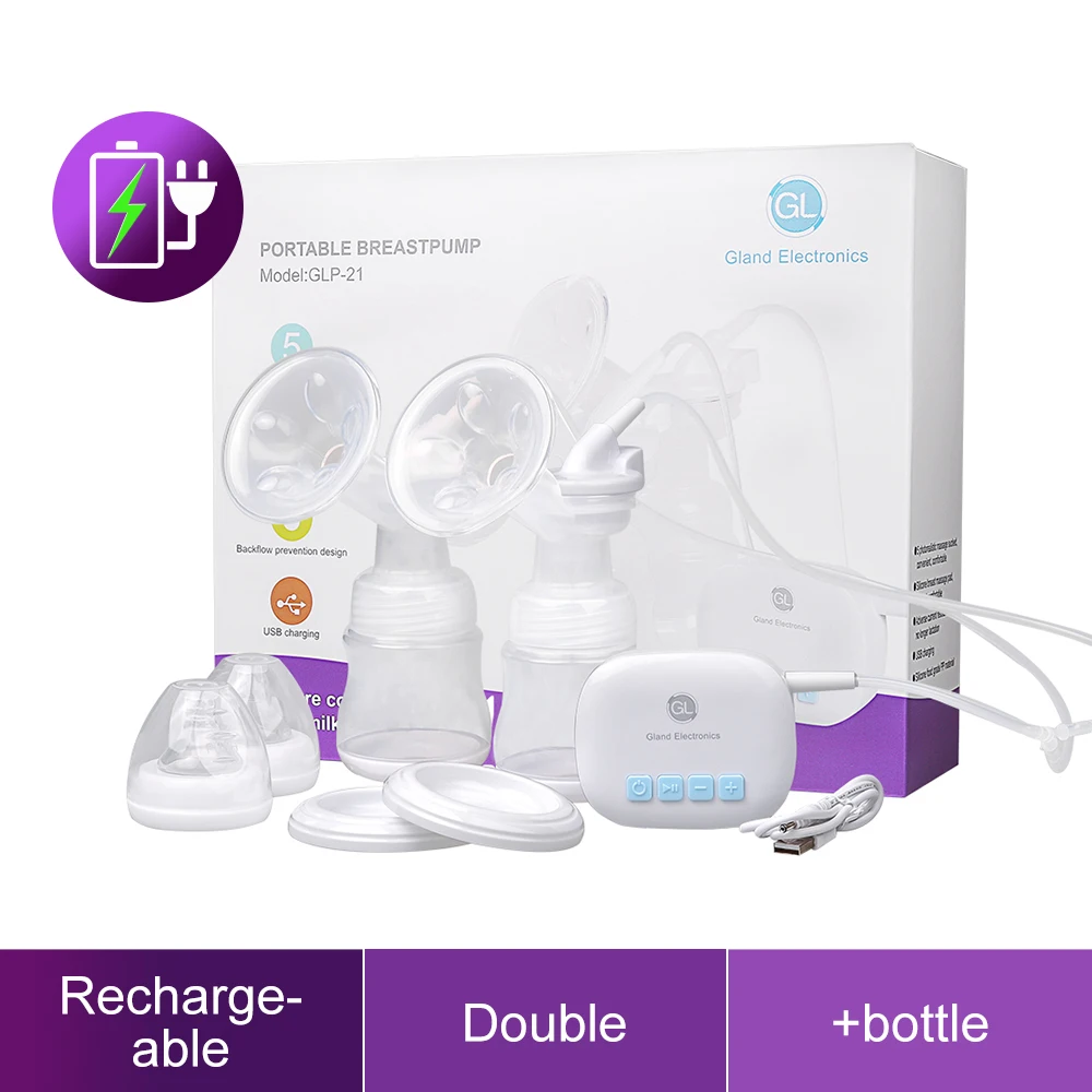 Portable Rechargeable Electric Breast Pump Double Extractor Breast Milk ...