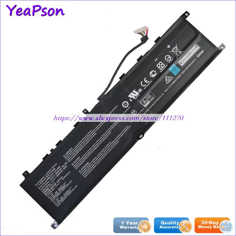 Yeapson BTY-M6M 15.2V 6520mAh Laptop Battery For Msi GS66 GS66 Stealth ...