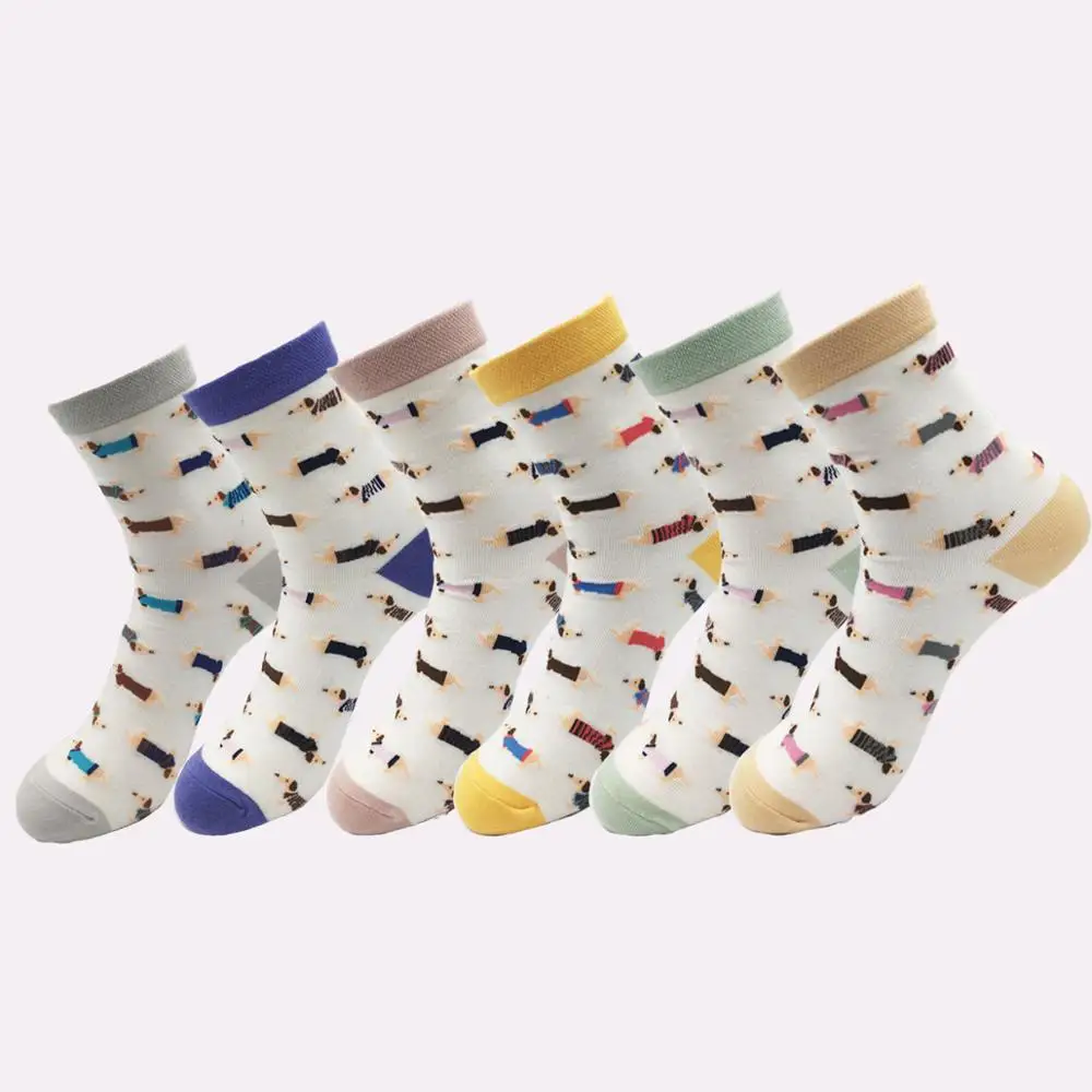 Animal Women Socks Colorful Cute Sausage Dog Cotton Cartoon Couple lady ...
